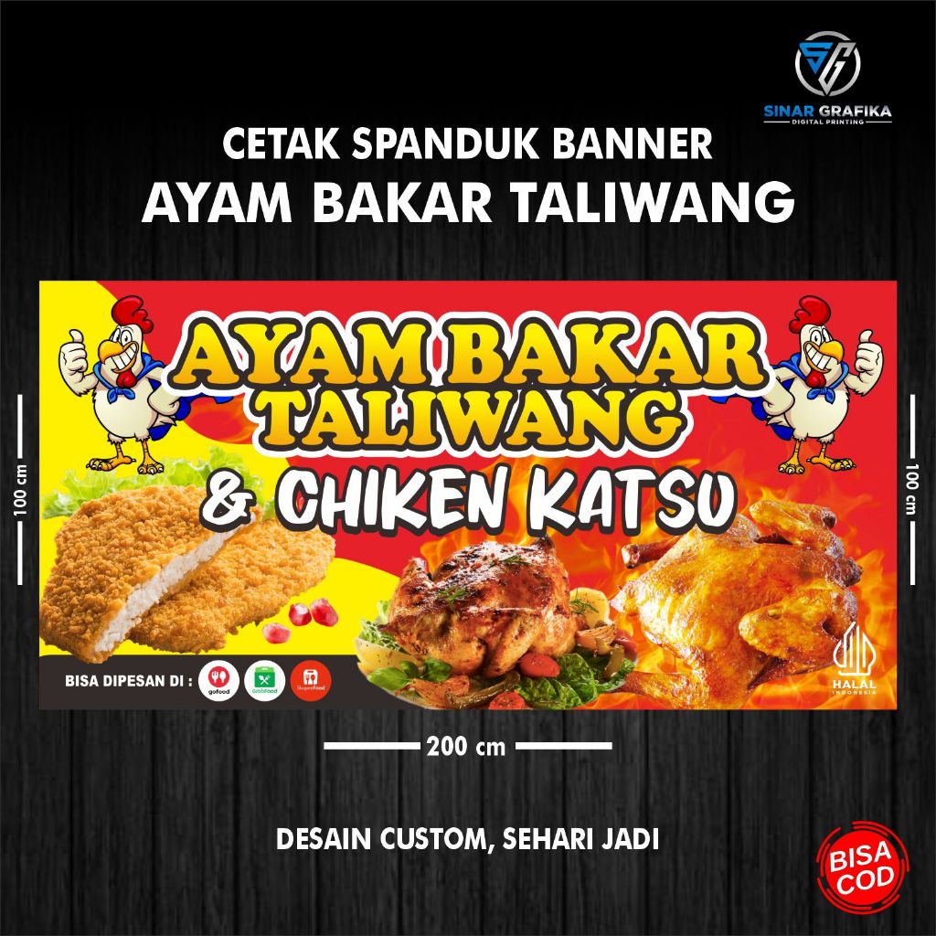 Jual Spanduk Ayam Bakar Taliwang/Ayam Katsu, Desain Custom | Shopee ...