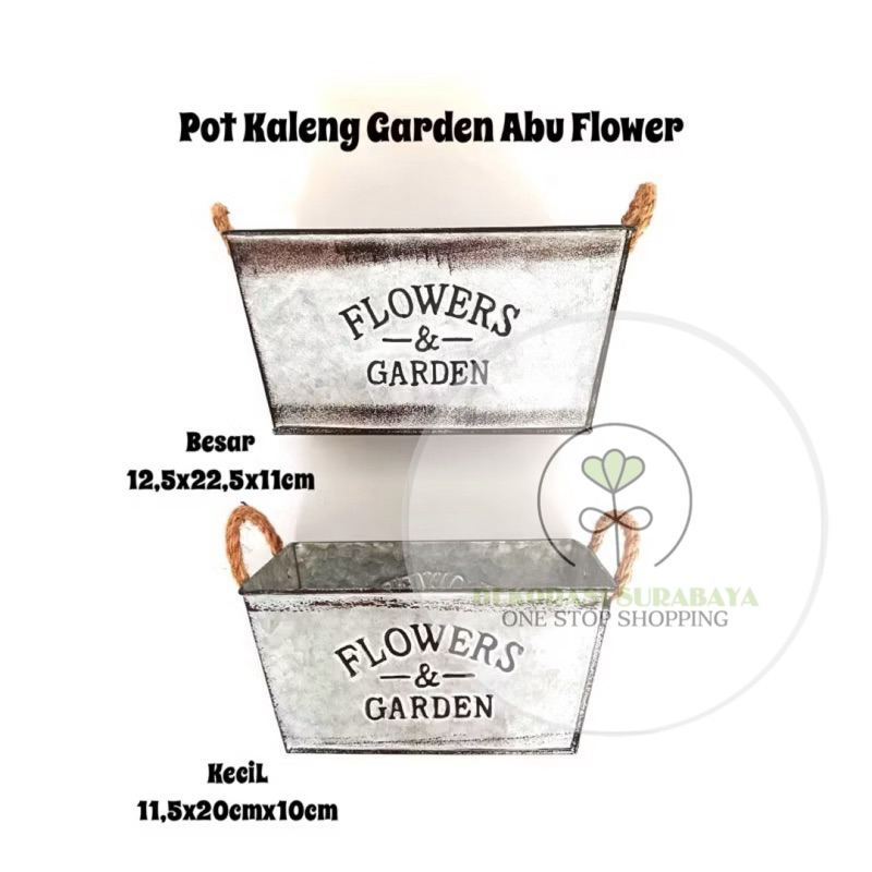 Jual Pot kaleng flowers garden 11,5x19,5cm abu persegi panjang | Shopee ...