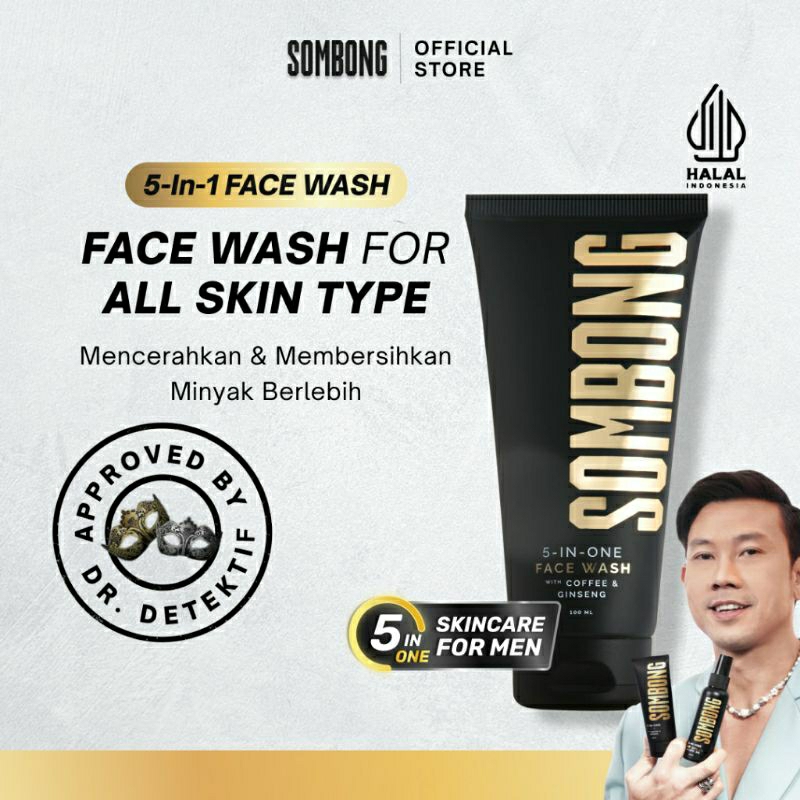 Jual SOMBONG 5 IN 1 Face Wash with Coffee & Ginseng / Sabun Pembersih ...
