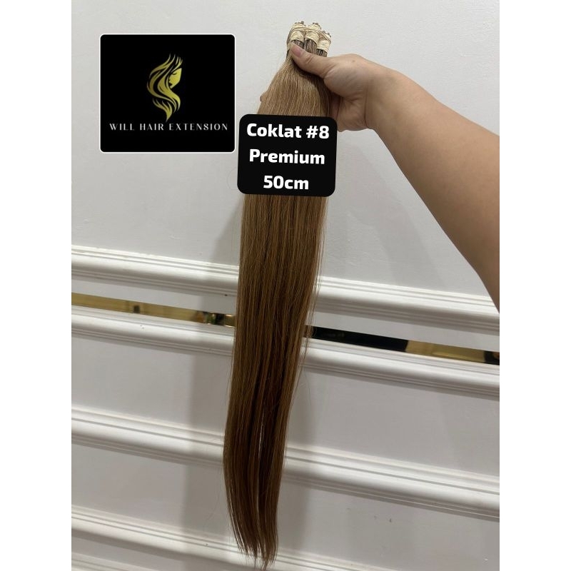Jual Hair extension asli rambut sambung 100% PREMIUM BIASA 50cm coklat ...