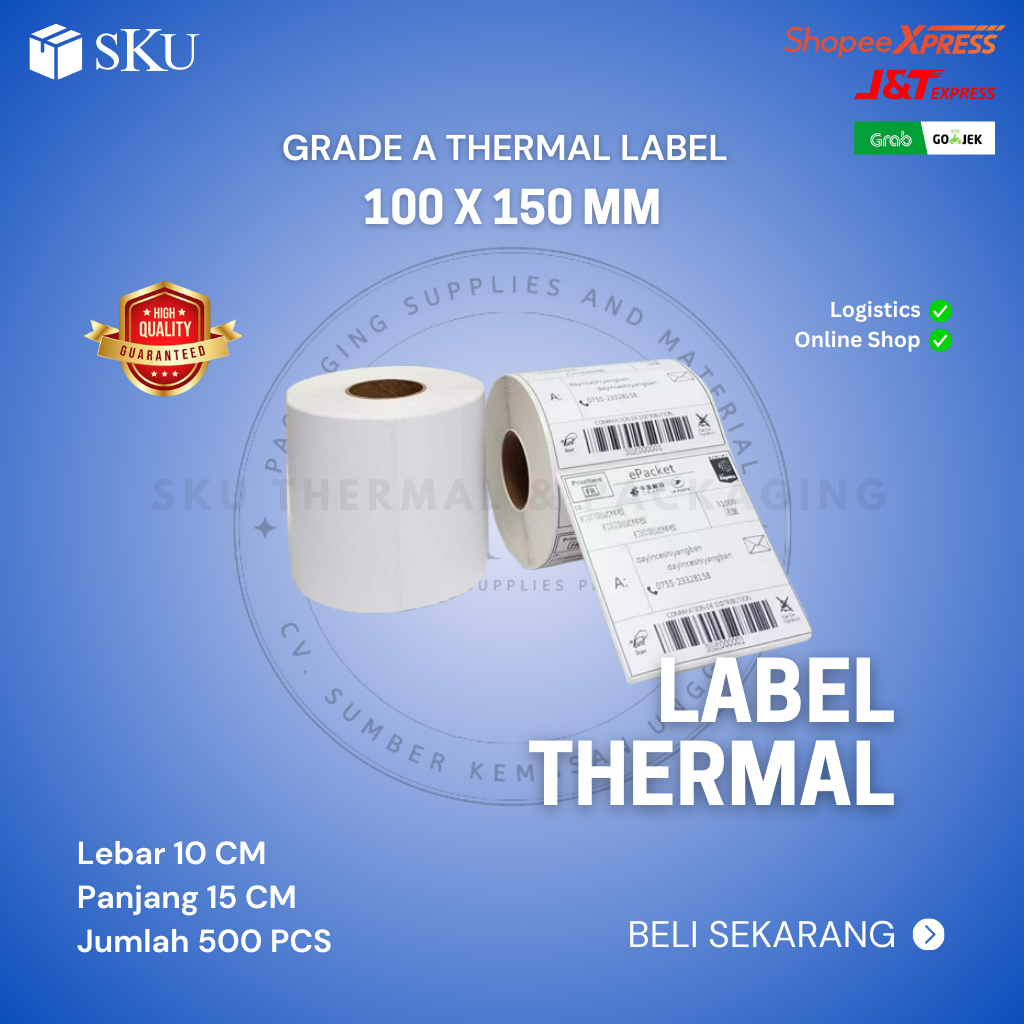Jual Kertas Sticker Thermal Direct Label 100x150mm (A6) 500 lembar/roll (100 x 150) | Shopee ...