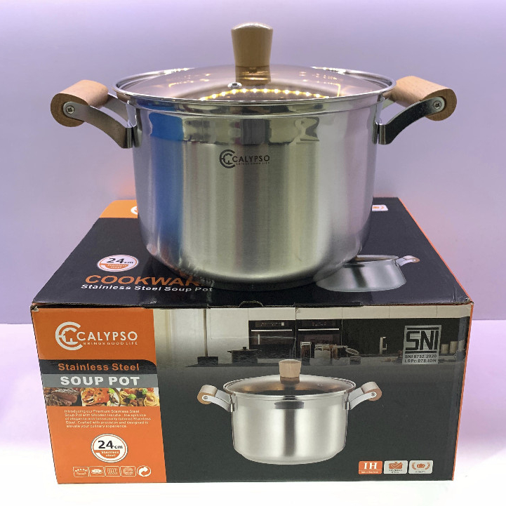 Jual Panci Stainless Steel 24 CM - Soup Pot 24 CM Calypso + Tutup Kaca ...