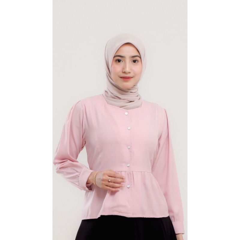 Jual Hyeri Blouse Kemeja Atasan Cewek Simpel Elegant Full Kancing Tali ...