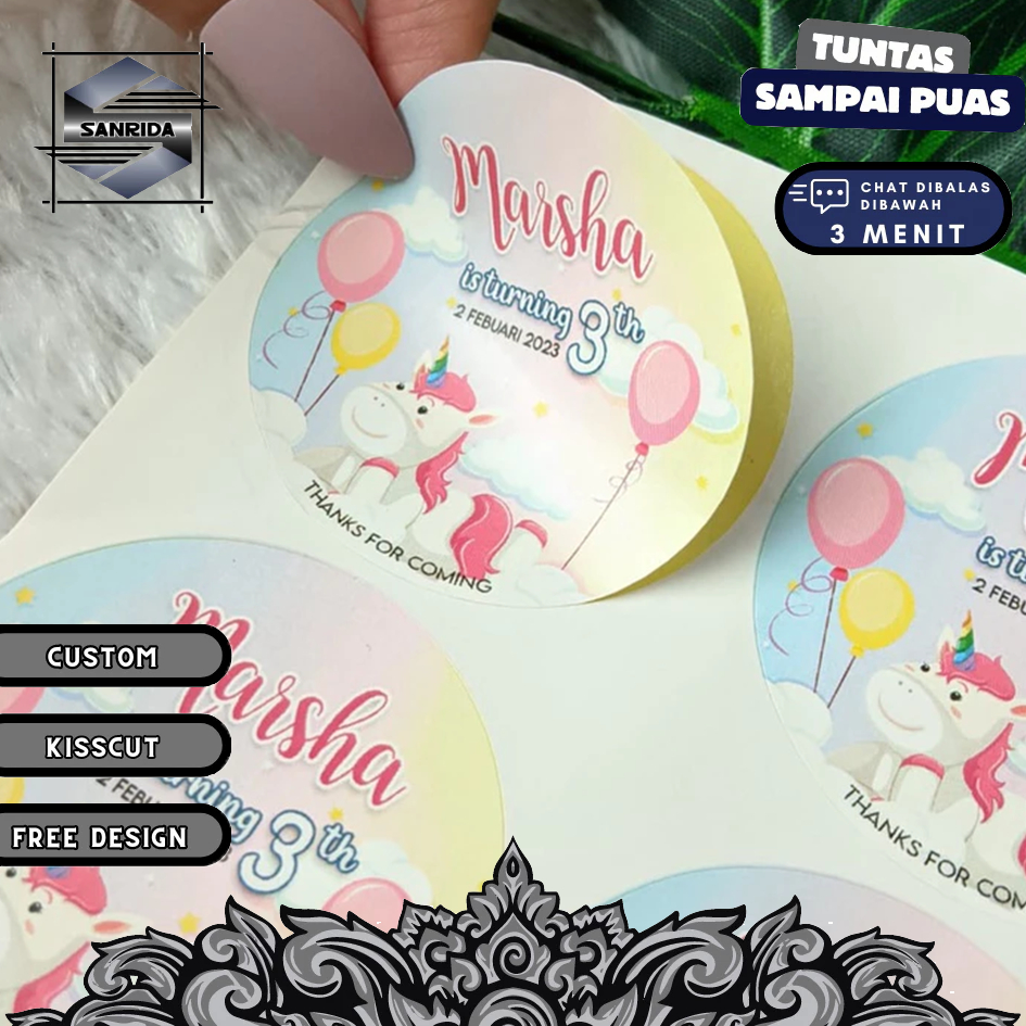Jual 2-4 Sticker Bulat Ulang Tahun Anak Stiker Ultah Free Design ...
