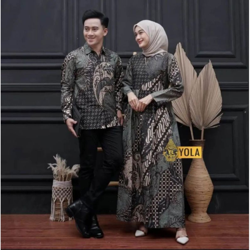 Jual HARGA PAKET COUPLE SEPASANG GAMIS DAN KEMEJA BATIK SARIMBIT BAJU ...