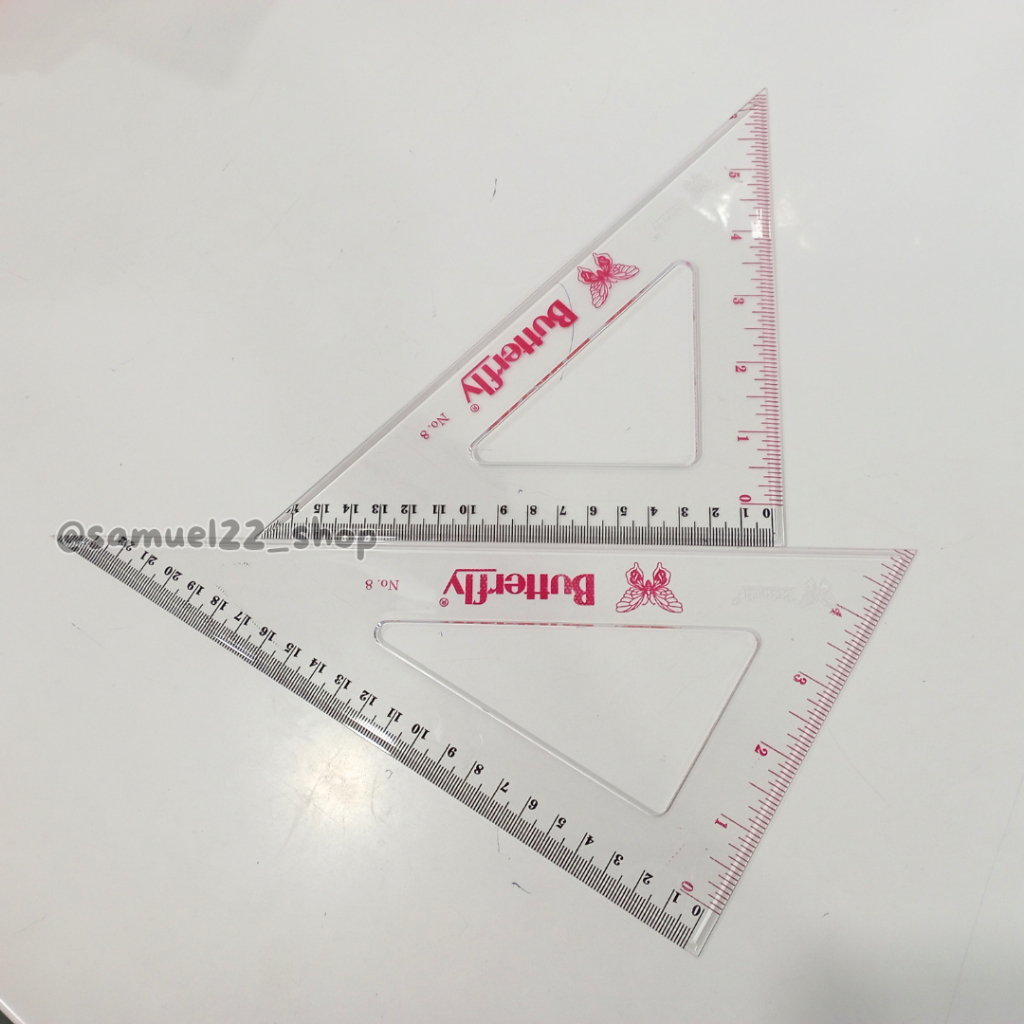 Jual Penggaris Set Segitiga BUTTERFLY No. 8 Sama Kaki Sisi | Shopee ...