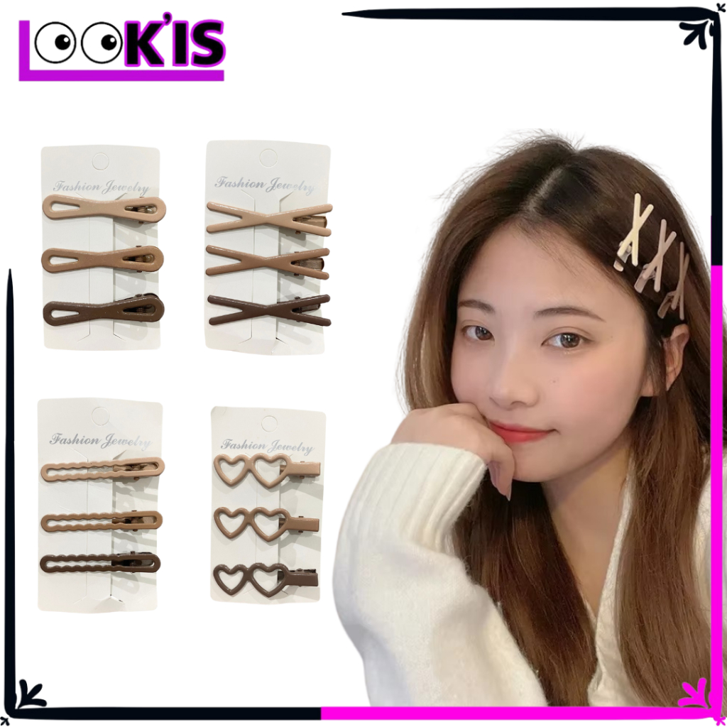 Jual LOOKIS - Jepit Rambut Klip Korea Vintage 3 in 1 Hairclip Wanita ...