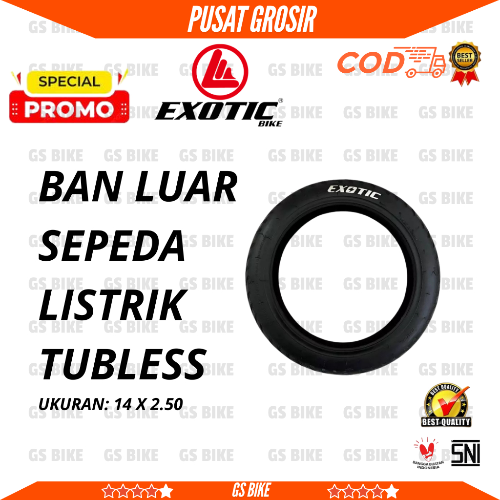 Jual BAN LUAR SEPEDA LISTRIK 14 x 2.50 EXOTIC TUBELESS ORIGINAL ...