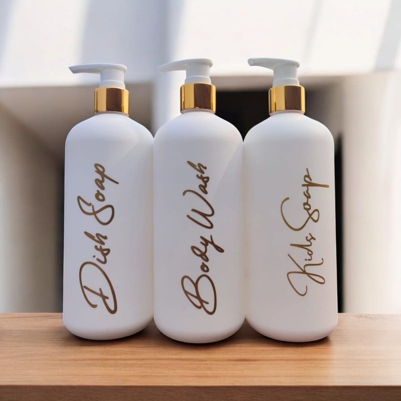 Jual BOTOL SABUN MANDI PUMP 500ml AESTHETIC BLACK GOLD BOTOL REFIL ...