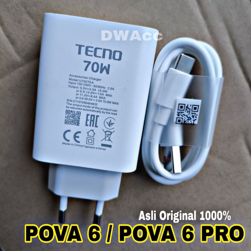 Jual Charger TECNO 70W Ori POVA 6 PRO, POVA 6. Asli Original Ultra Charger | Shopee Indonesia