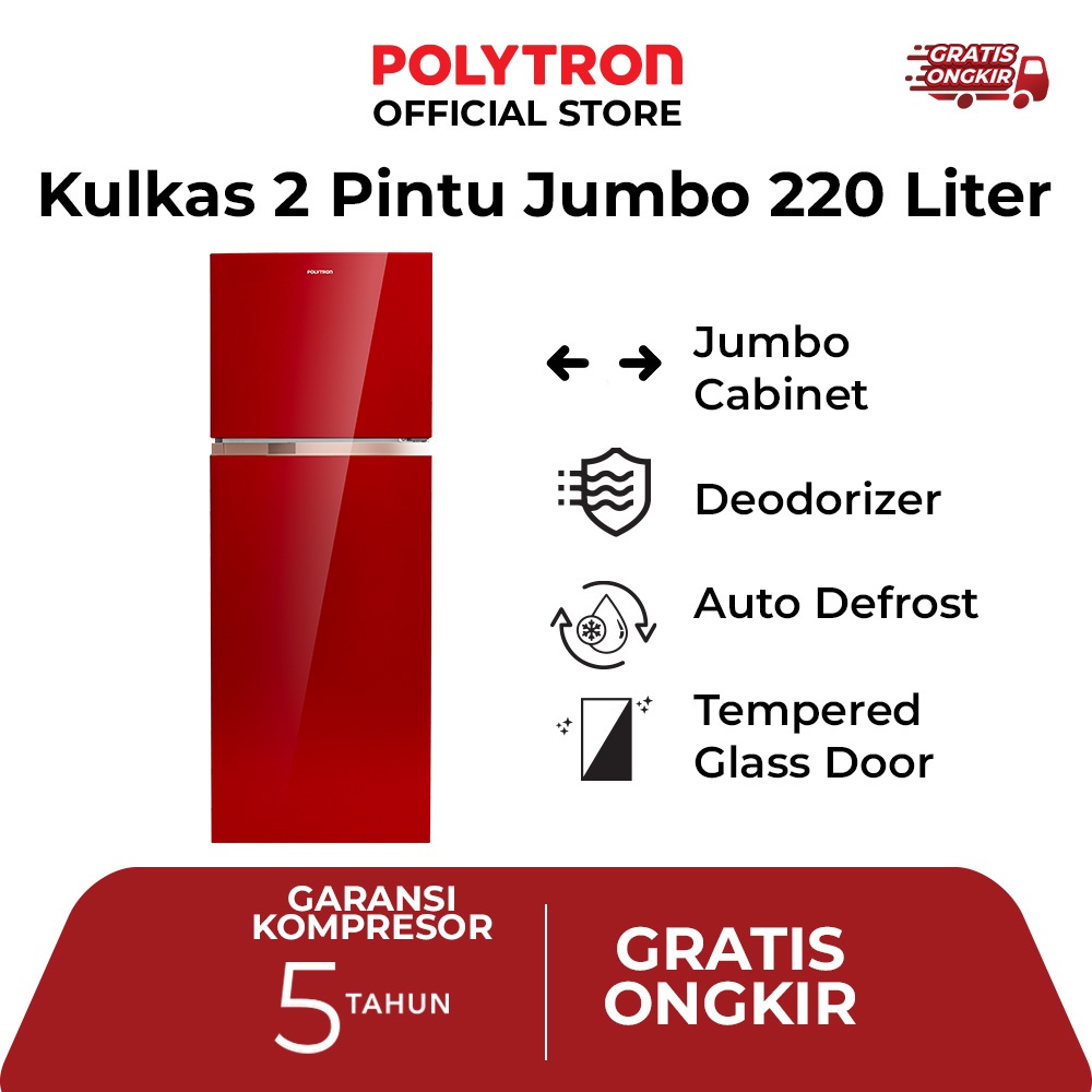 Jual Polytron Belleza JUMBO 2 Doors Refrigerator 220 Liters PRW 23MNR ...