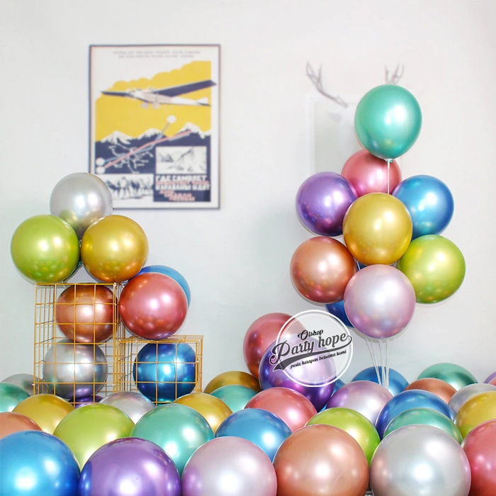 Jual Balon metalik chrome 12 inch / balon karet mengkilap / balon ...