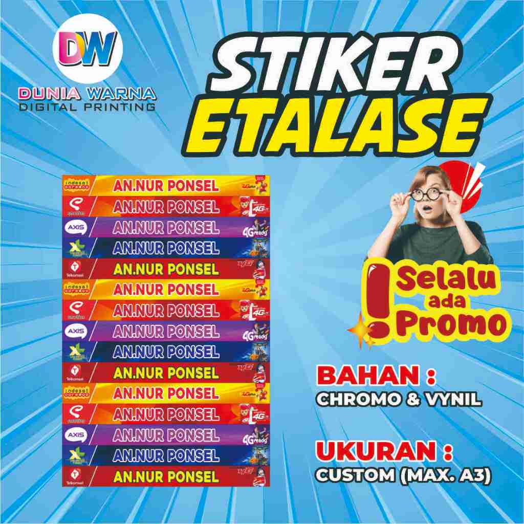 Jual Stiker Etalase Konter Custom / Stiker Provider ( MIN 15 PCS ...