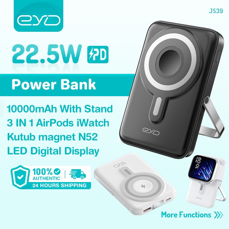 Jual EYD JS39 3-in-1 Wireless Magnetic Powerbank 10000mah/22.5W Strong ...