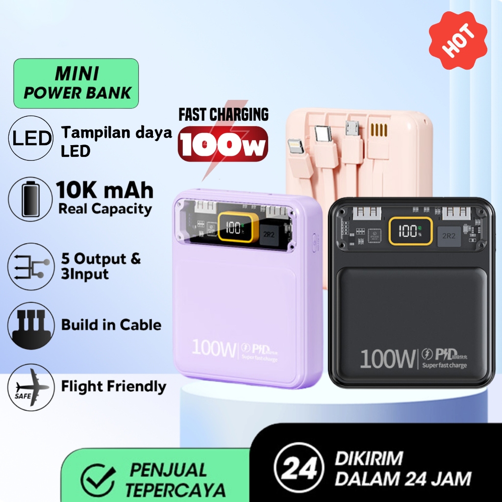 Jual 100W Power Bank mini 20000mAh Fast Charging 4 In 1 Input Port Type ...