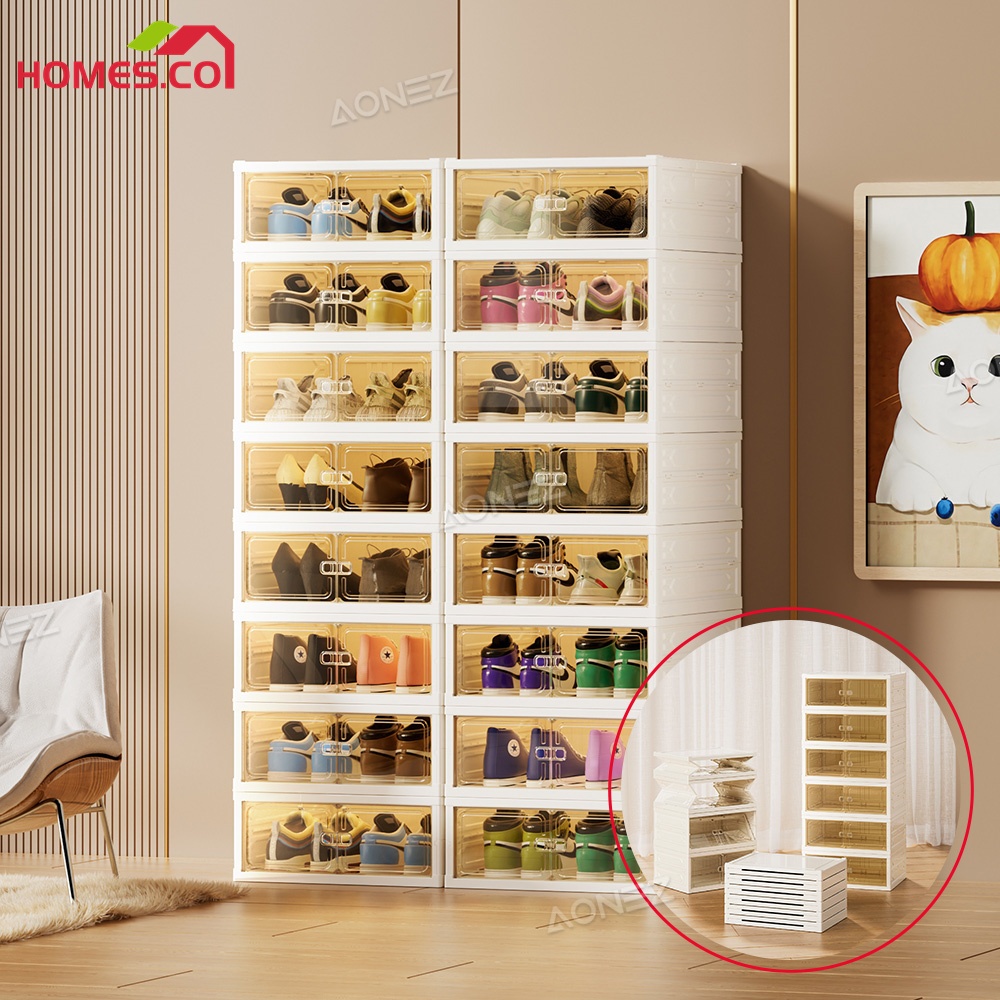 Jual [NEW Voucher 10K]Homes Rak Sepatu Susun Tertutup Anti Debu 8- 40 Box Sepatu Lemari Sepatu ...