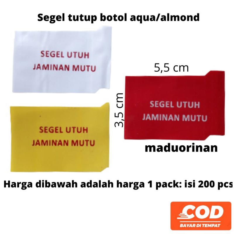Jual Segel plastik shrink 5,5 cm x 3,5 cm untuk tutup botol aqua almond ...
