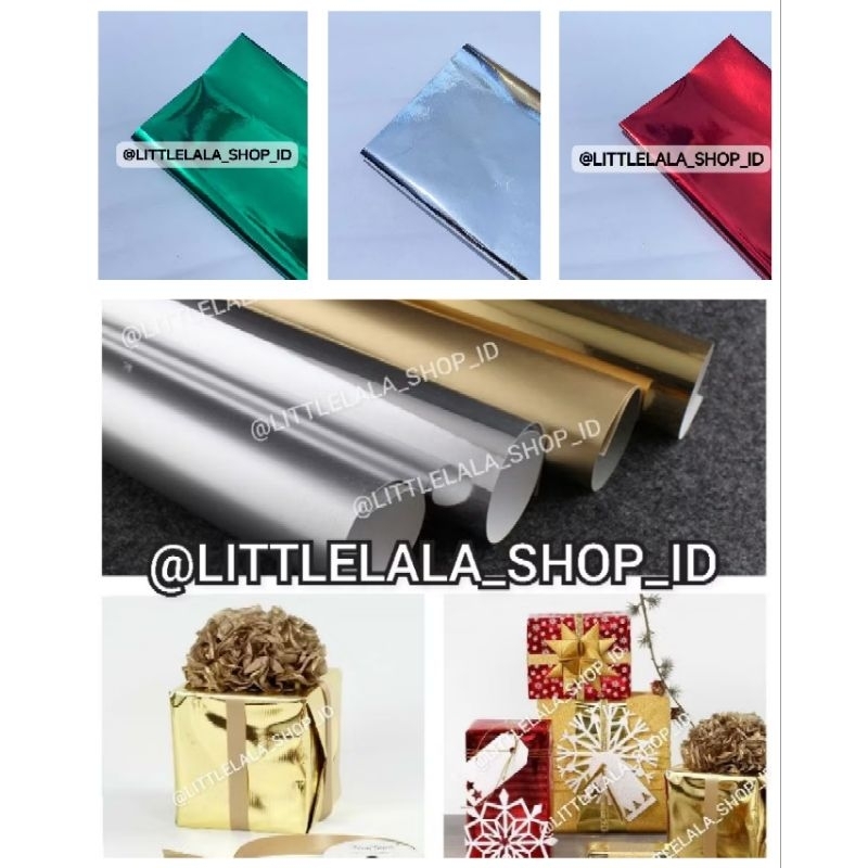 Jual Kertas Kado Metalik Warna Gold & Silver 49x60 ukuran besar/kertas ...