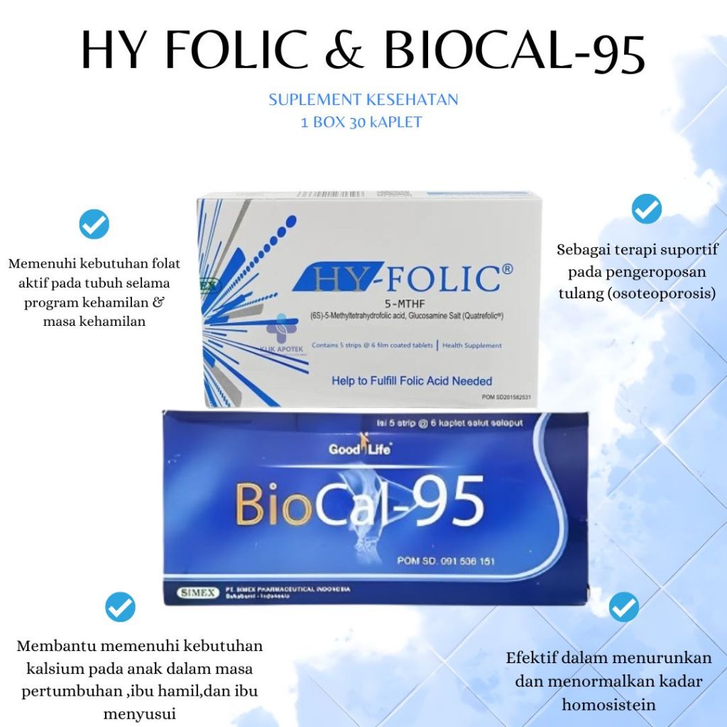 Jual Bundling 1Box Biocal-95 + 1Box Hy-Folic 30 Tablet | suplemen Ibu ...