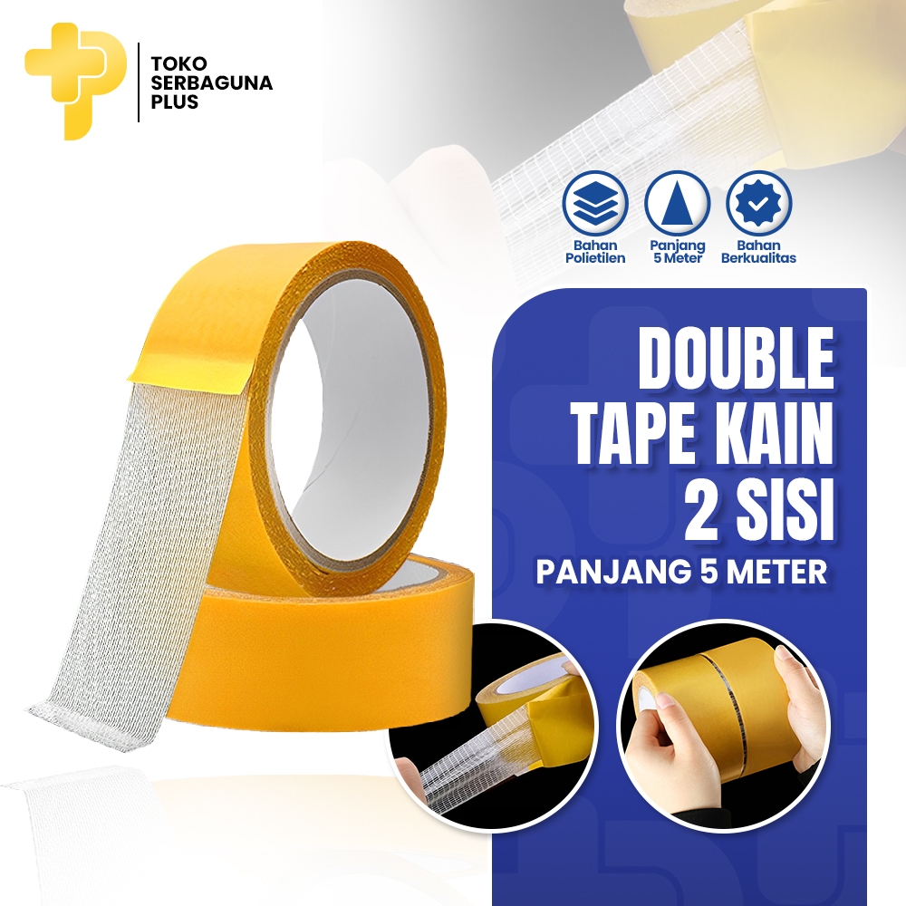 Jual Lakban Kuning Double Tape Kain 2 Sisi Selotip Lem Perekat Kuat ...