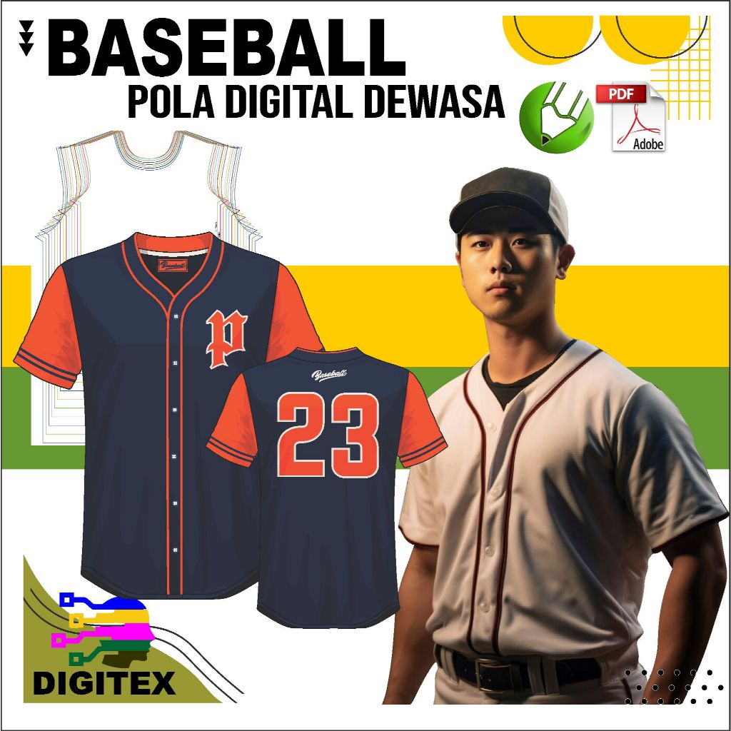Jual DIGITEX_Pola Digital Model Baseball untuk Sublime Jersey File ...