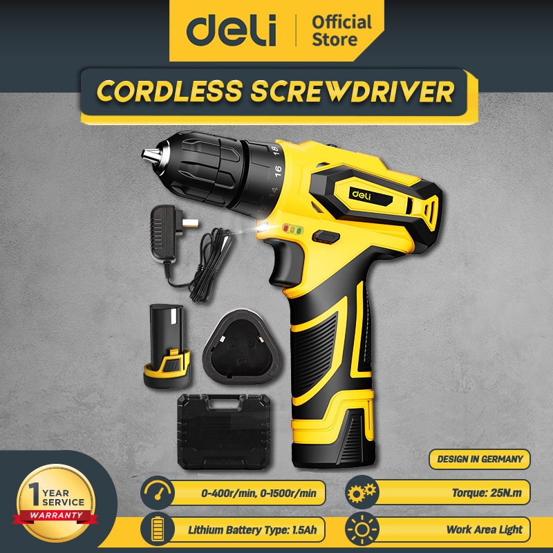 Jual Deli Mesin Bor Listrik 12V Single/Dual Battery Tanpa Kabel DL626X ...