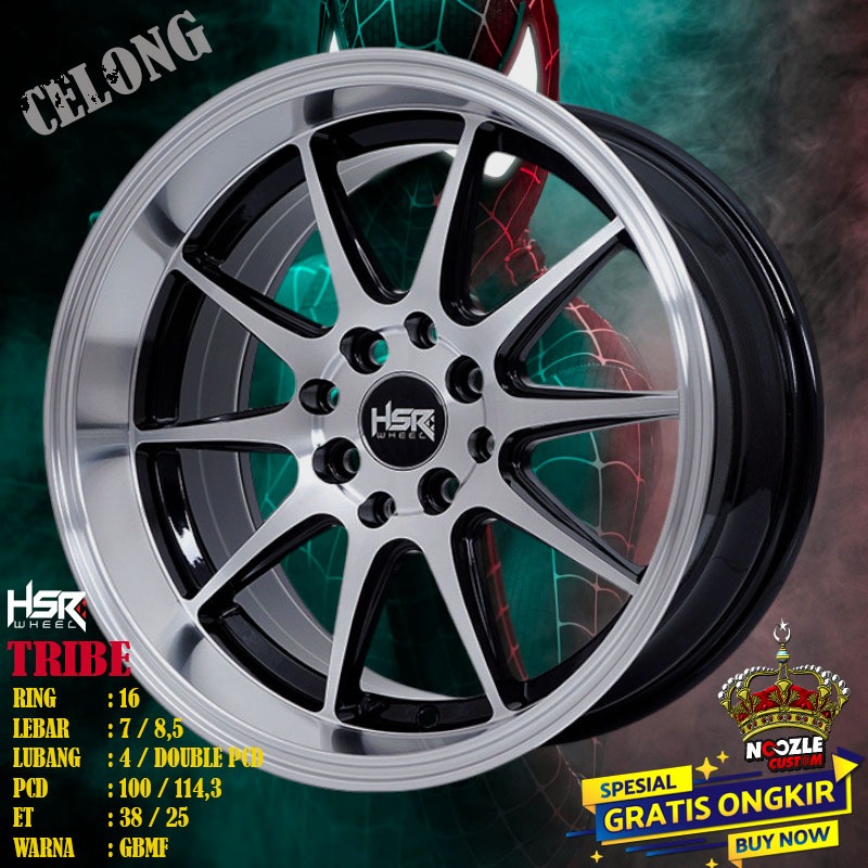 Jual Velg Mobil Celong Ring 16 Lubang 4 Pelek Model Duri R16 HSR Tribe Baut 4 Double PCD Avanza ...