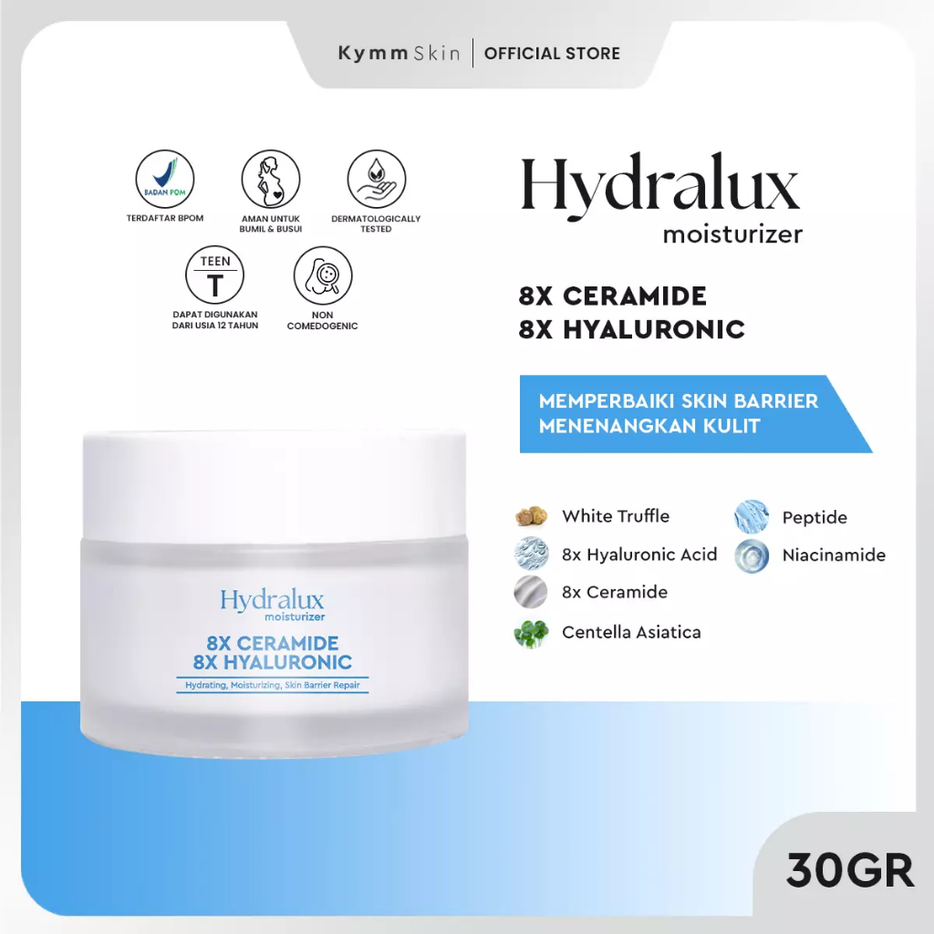 Jual KYMM SKIN HYDRALUX MOISTURIZER 8X CERAMIDE 8X HYALURONIC 30GR ...
