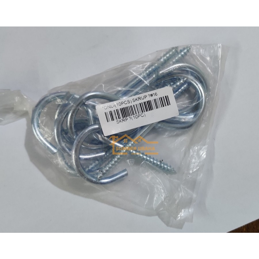 Jual Per 10 Pcs Sekrup Gantung Skrup Tanda Tanya ? Kait Besi Screw Hook ...