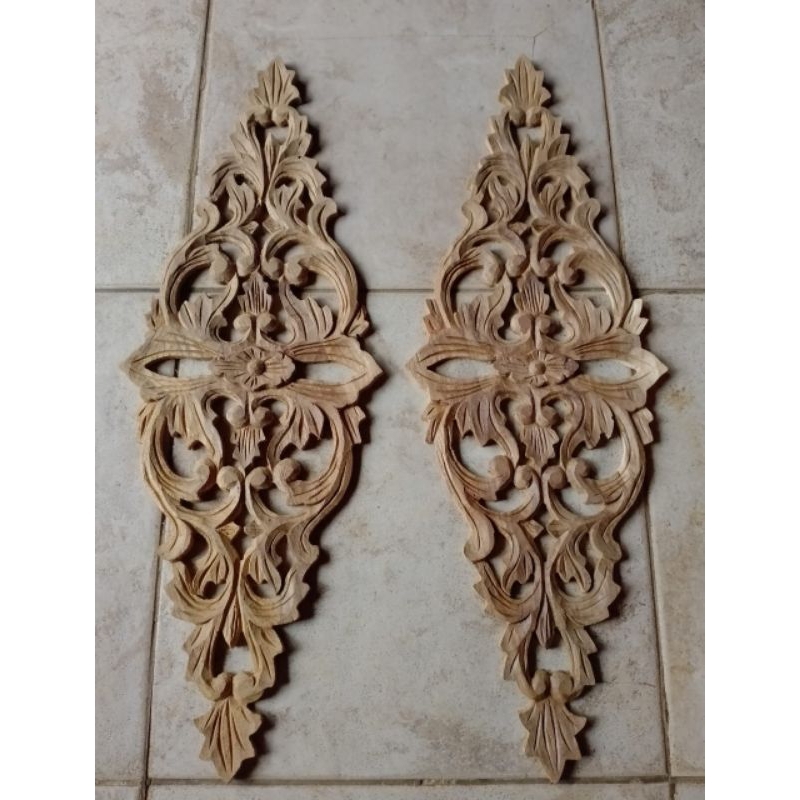 Jual Ornamen ukir tempel kayu JATI Motif layar | Shopee Indonesia