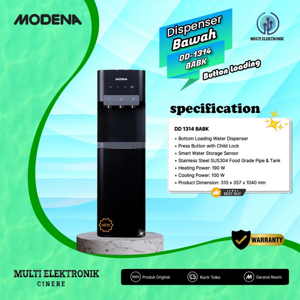 Jual Dispenser Galon Bawah Modena DD1314BABK/DD 1314 BABK | Shopee ...