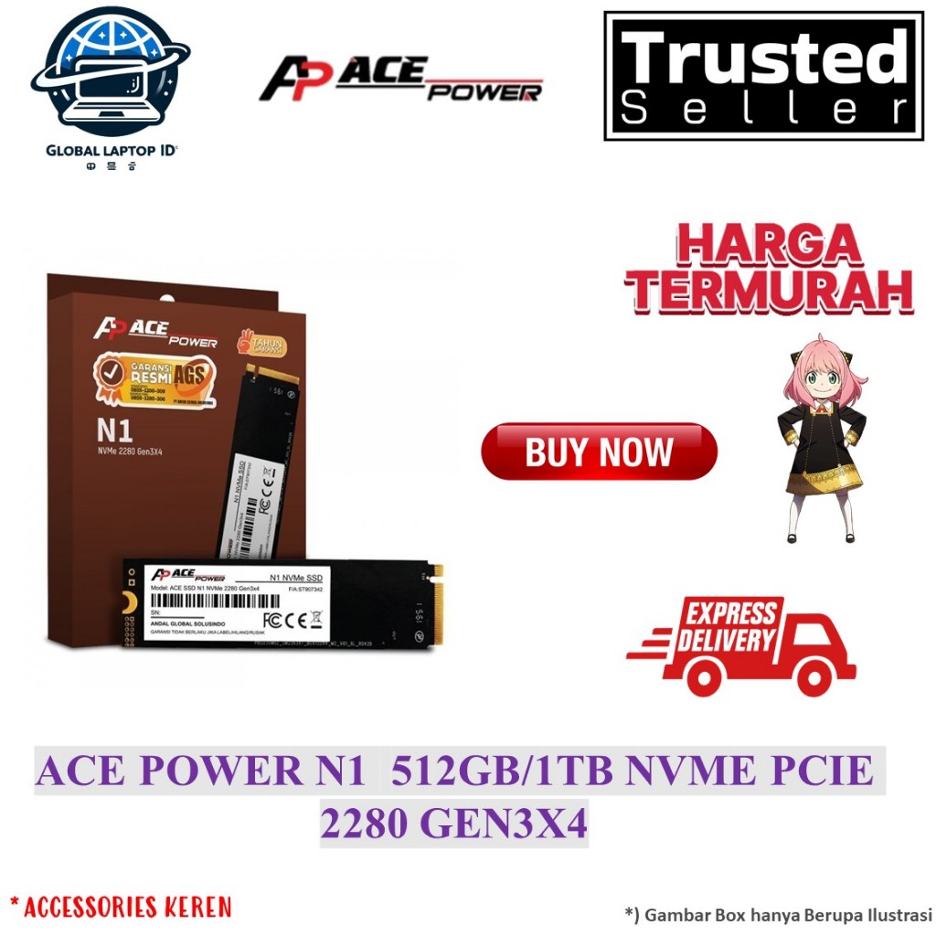 Jual SSD ACE POWER N1 512GB/1TB NVME PCIE 2280 GEN3X4 LIMITED 3 YEAR ...