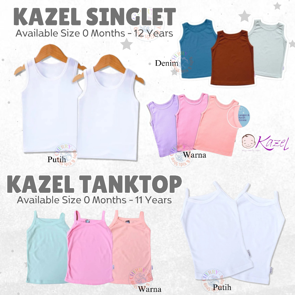 Jual Kazel 3Pc Singlet Putih Adem 0 - 12 Tahun Singlet Warna Putih Anak Kazel x Zebe Half CBKS ...