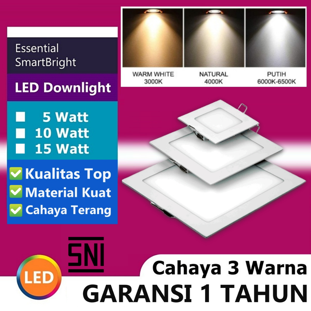 Jual Lampu Downlight Panel 3 Warna 5w 10w 15w Bohlam Tri Color Colour 1 ...