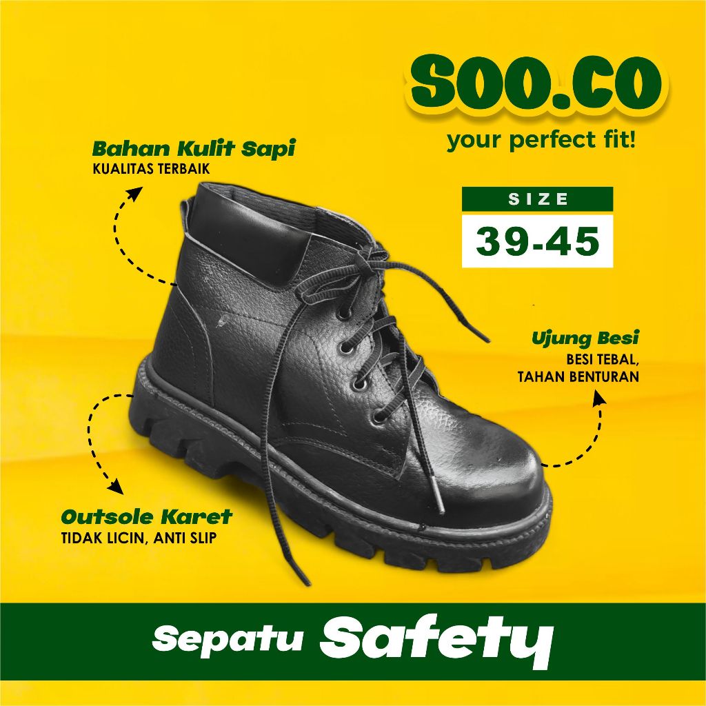 Jual SOO.CO | SEPATU SAFETY SEFTY SEPTI BOOTS TINGGI UJUNG BESI KULIT ...