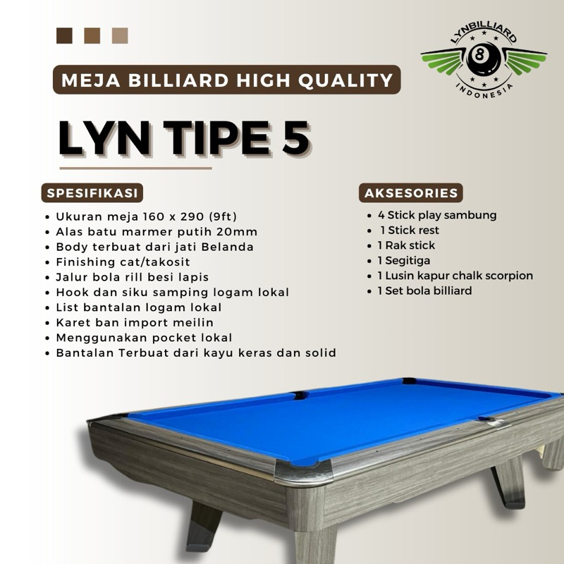 Jual MEJA BILLIARD 9 FEET NEW HIGH QUALITY LYN TIPE 5 PRODUCK LOKAL ...