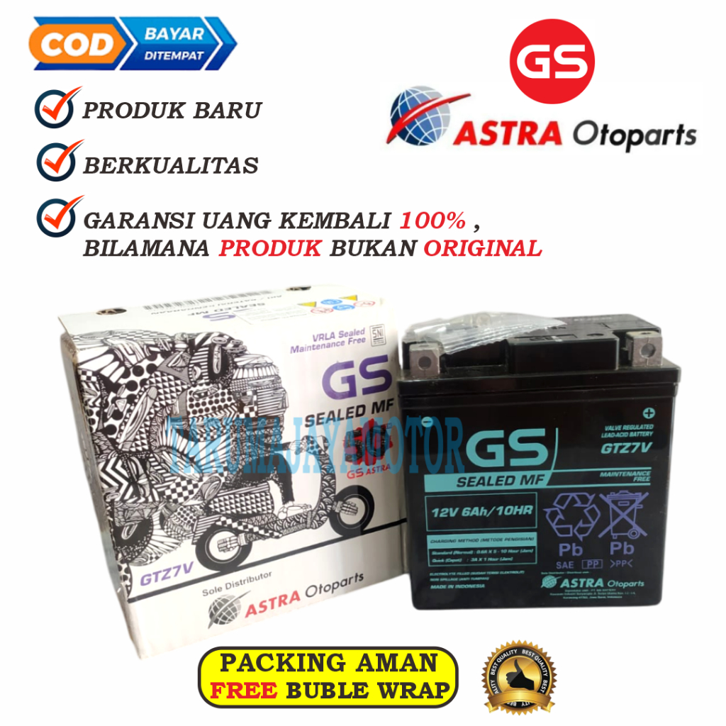 Jual GS ASTRA GTZ7V MF Accu Aki Motor Kering NMAX OLD LAMA AEROX LEXI ...