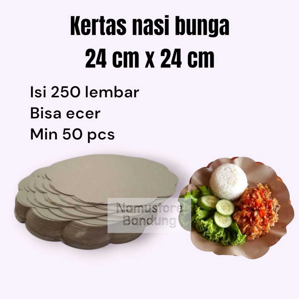 Jual ISI 250 LEMBAR Kertas Nasi Bulat 24 cm / Kertas Nasi Bunga Kembang ...