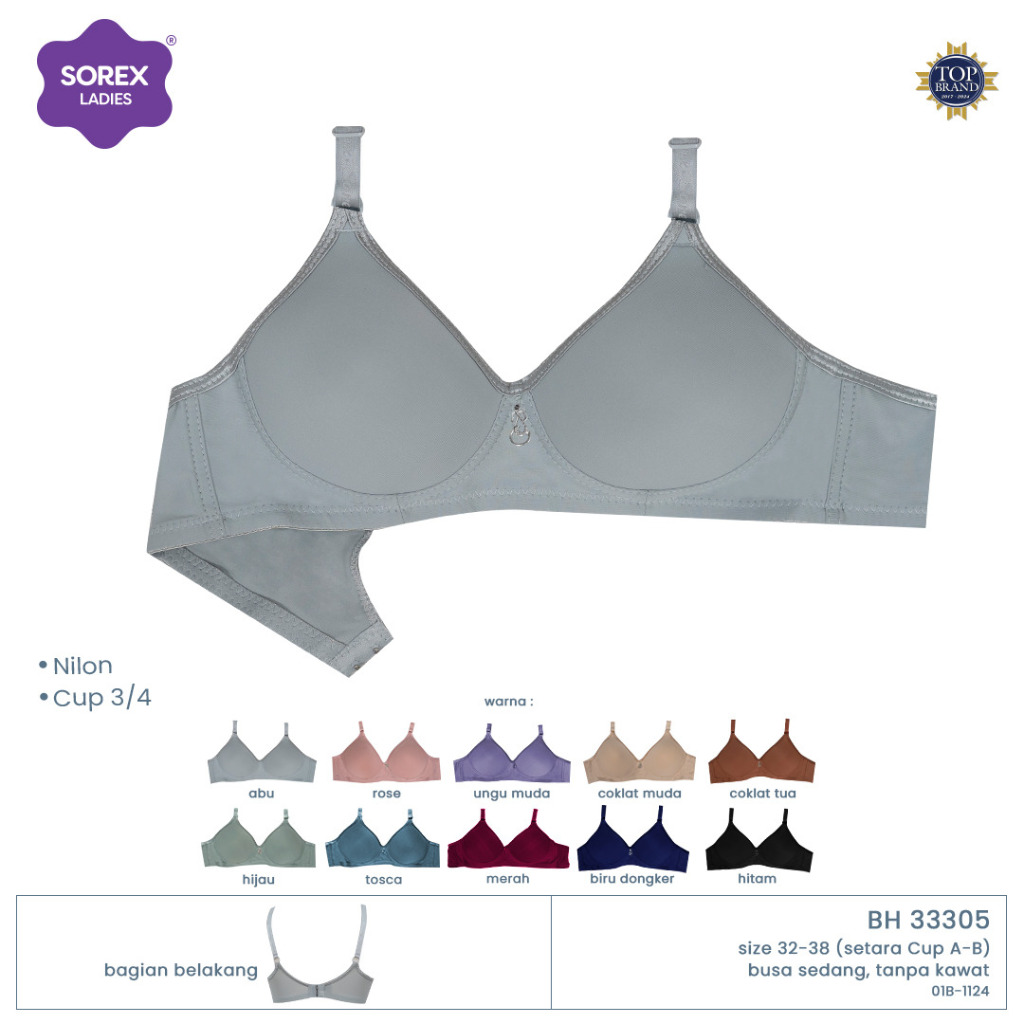 Jual Sorex Bra Busa Tanpa Kawat Kait 2 Setara Cup A-B Everyday Bra Harian BH 33305 | Shopee ...