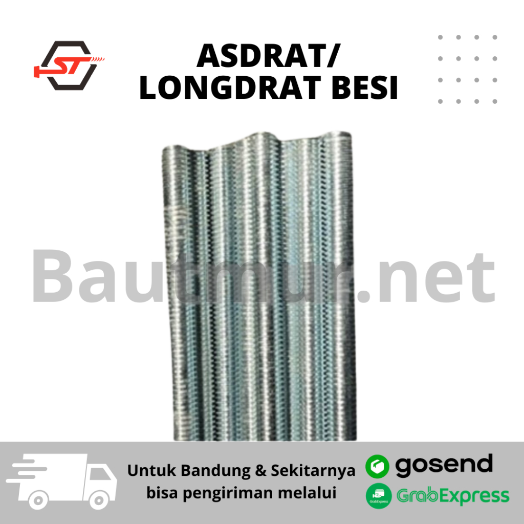 Jual Asdrat Fulldrat M8x1000 Putih - Longdrat Besi Ulir 1 Meter - Stud ...