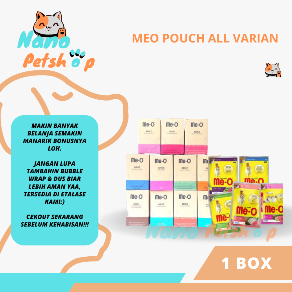 Jual Makanan Kucing - Meo Pouch All Variant 80gr (1 Box isi 12pcs ...