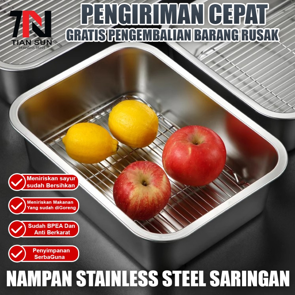 Jual Tian Sun Nampan Stainless Tirisan Gorengan /Peniris Makanan Plus ...