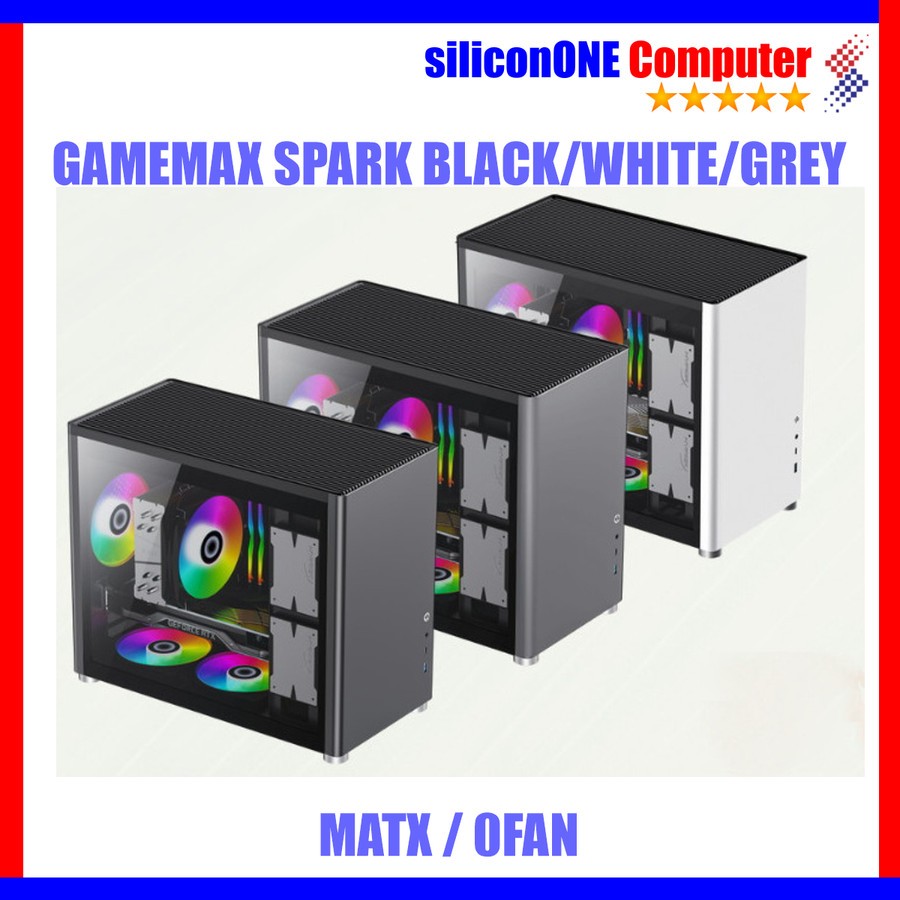 Jual GameMax Spark Black/White/Grey Tempered Glass Micro ATX | Shopee Indonesia