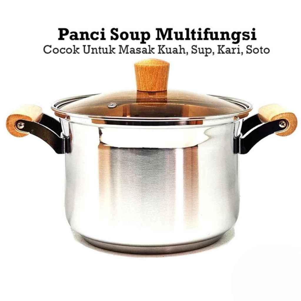 Jual Calypso 9.5 Liter Panci + Tutup | Soup Pot Stainless + Tutup Kaca ...