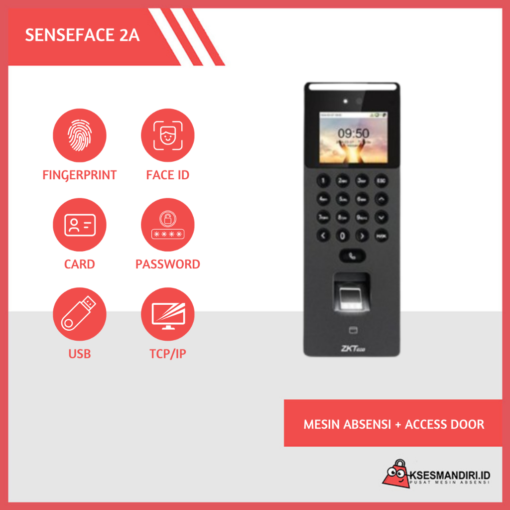 Jual Mesin Absensi Wajah Fingerprint ZKTeco Senseface 2A MIFARE 13,56MHz | Shopee Indonesia