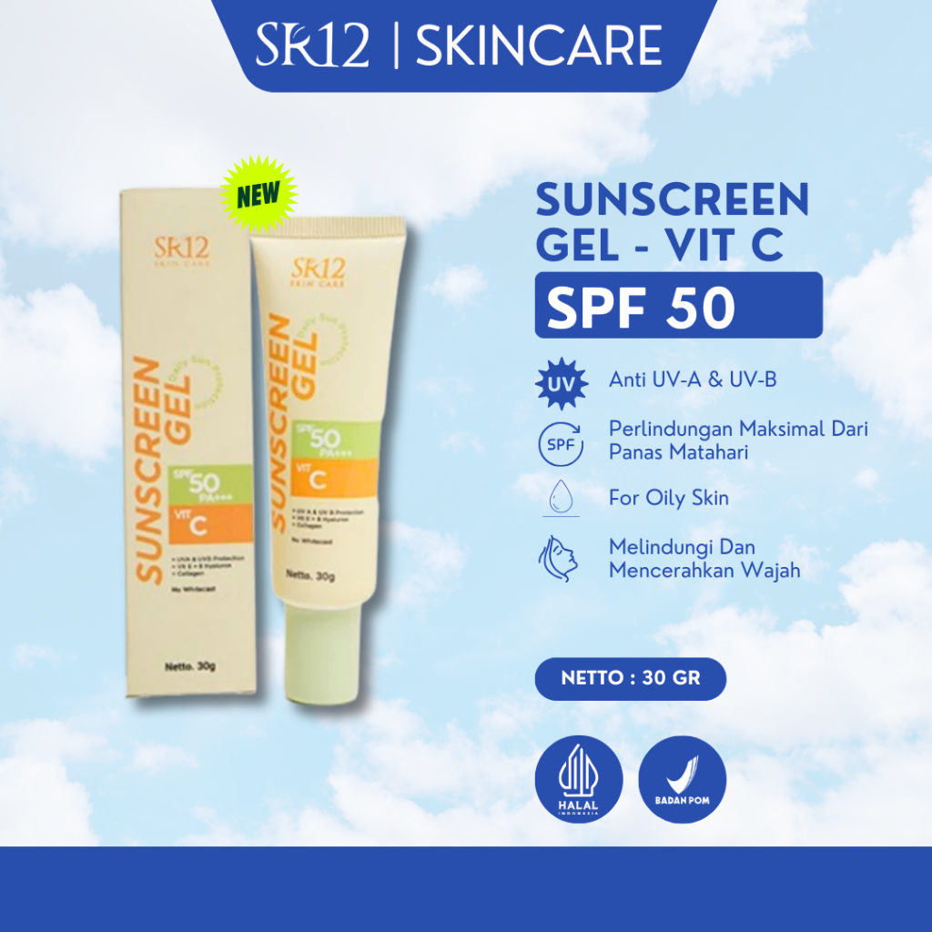 Jual SR12 Sunscreen Gel SPF 50 +++ Meresap Cepat Melindungi Wajah Dari ...