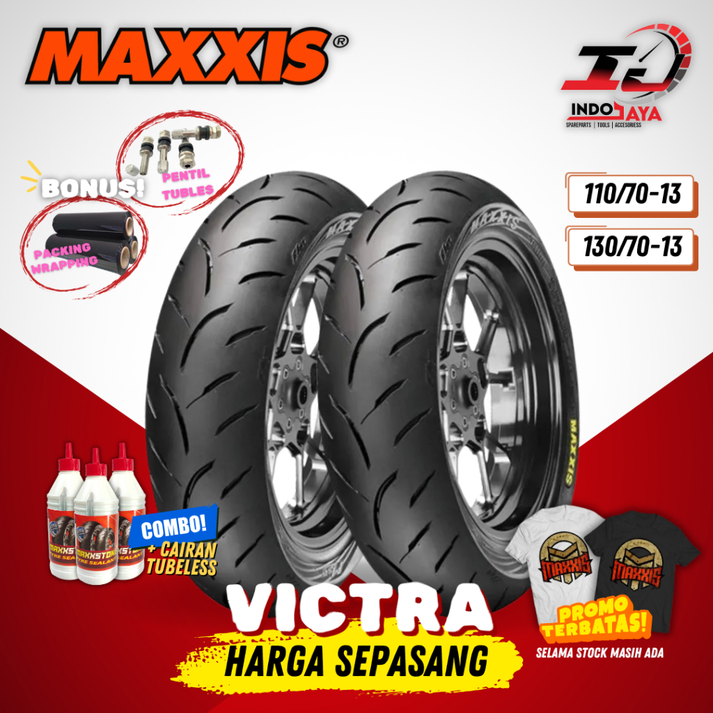 Jual [PAKET MURAH SEPASANG] BAN MAXXIS VICTRA TUBELESS (110/70-13 & 130 ...