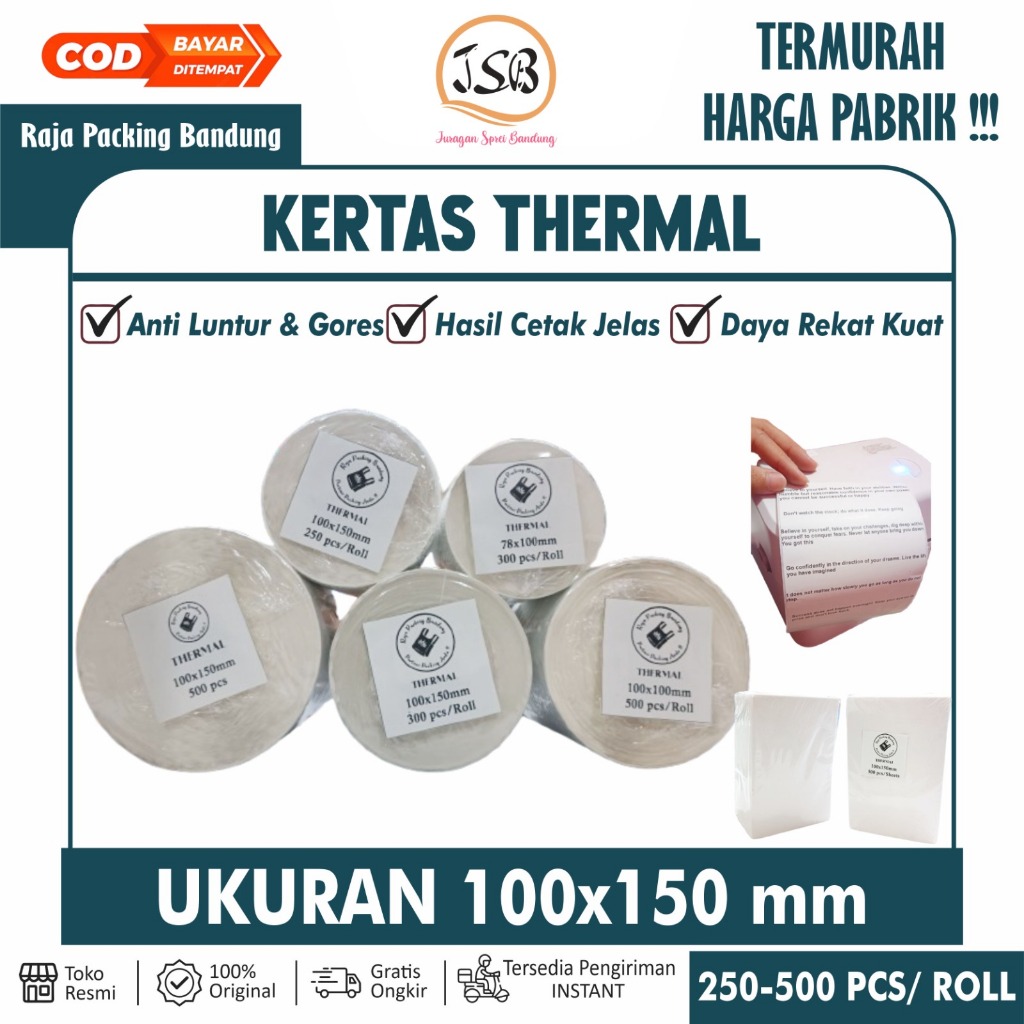 Jual Kertas Thermal 100x150 mm isi 250-500 lembar per Roll | Label Thermal | Kertas Printer ...