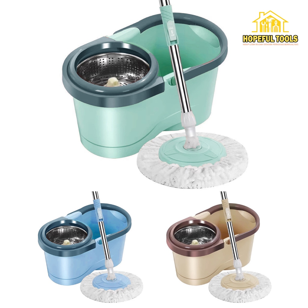 Jual Set Alat Pel Lantai Putar Otomatis / Spin Mop / Alat Pel Putar ...