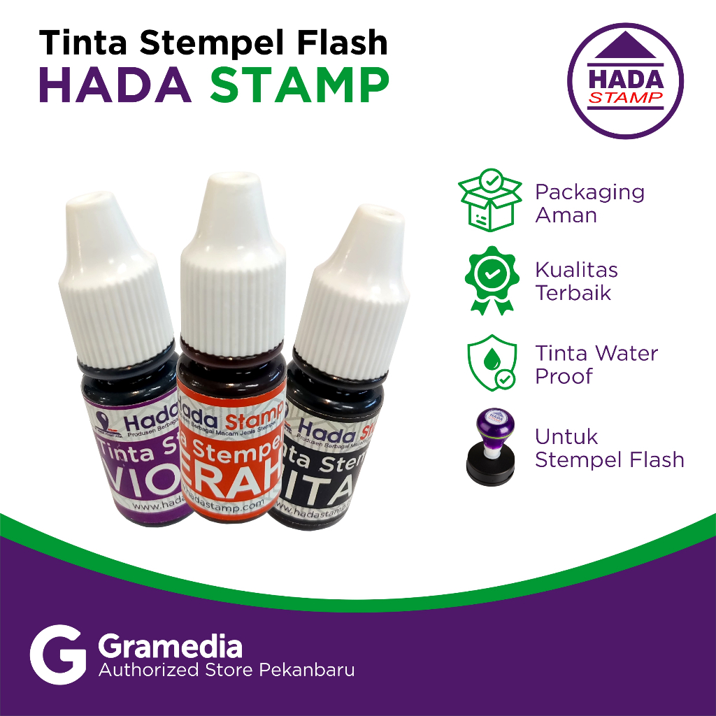 Jual Gramedia - Tinta Botol Stempel Flash/Otomatis Warna Hijau 5ml ...